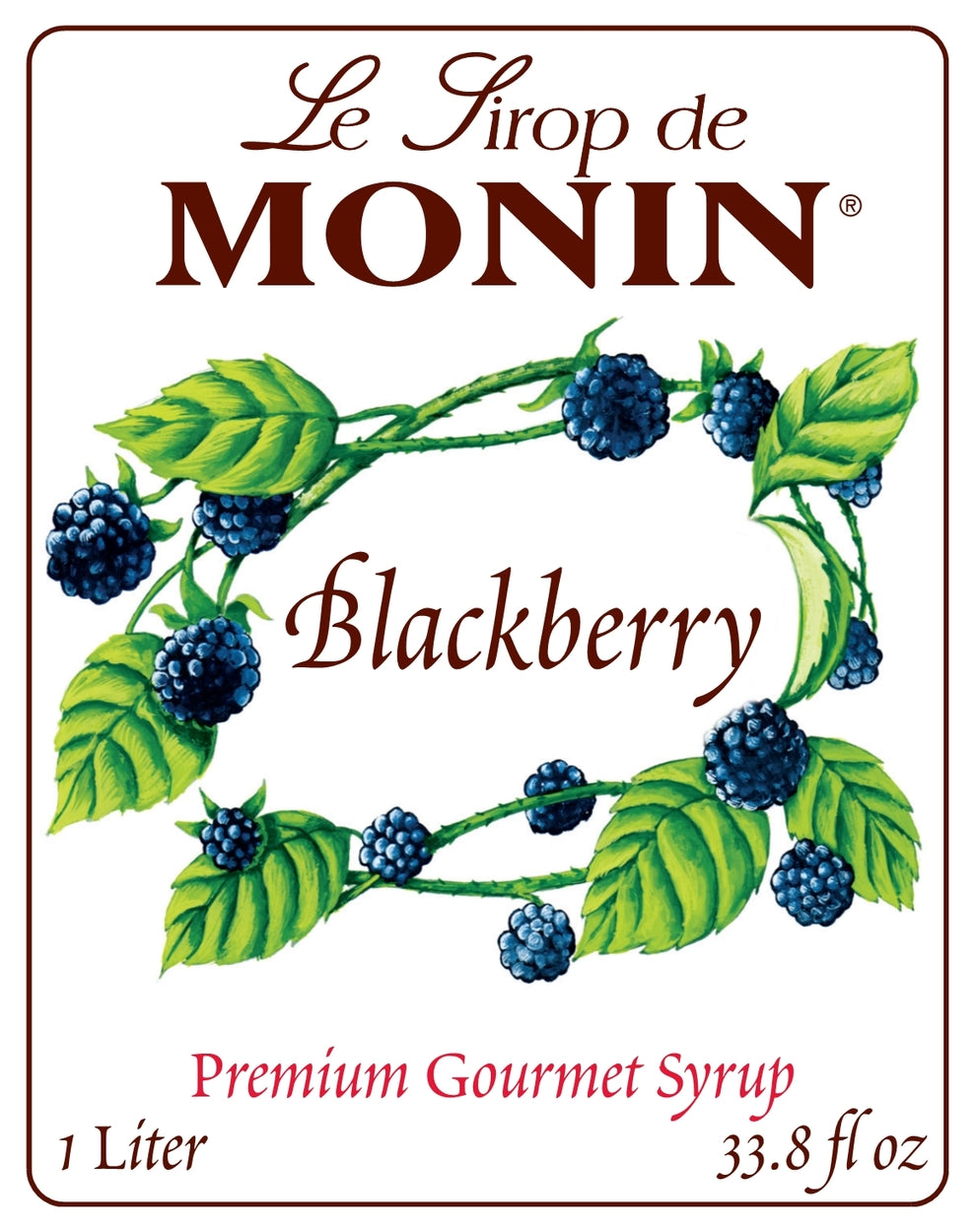 Blackberry Flavored Syrup - Monin - 1 Liter Plastic Bottle - Monin US
